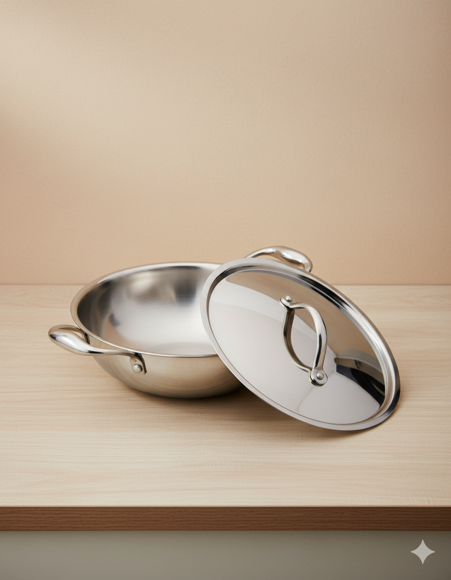 Stainless Steel Tri-Ply Non-Stick Wok with Lid (32 cm) – VICTORIAN HOMEWARE