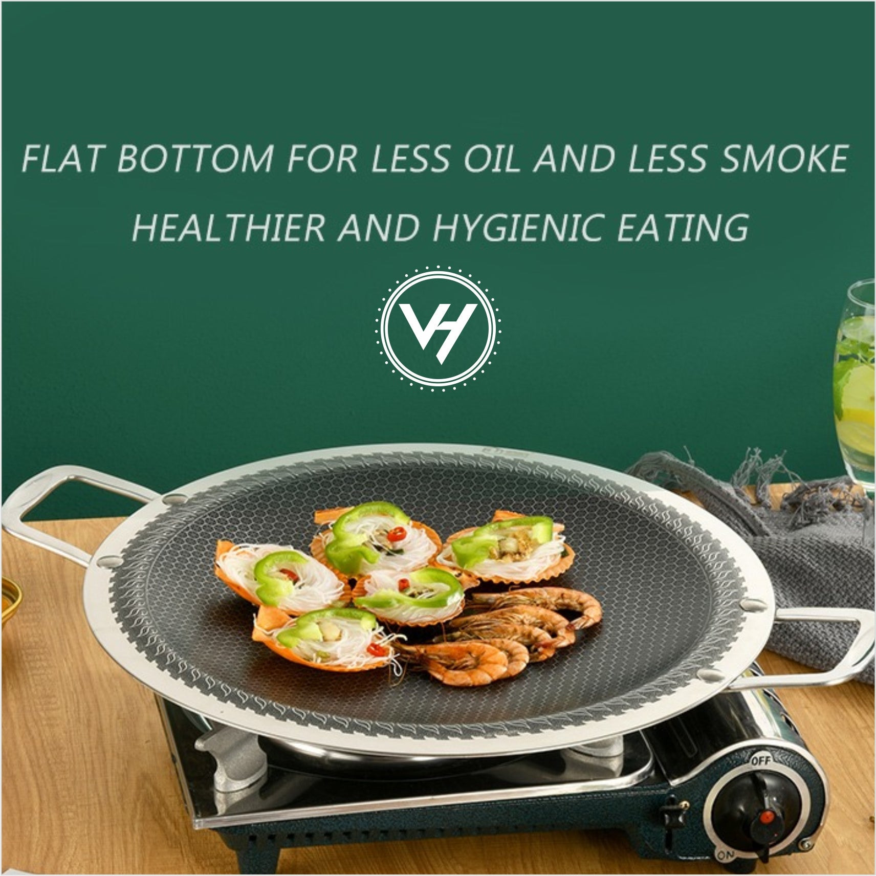 Grill Plate ( Tava) with double Ear Handle Size-36.5cm three ply honey ...